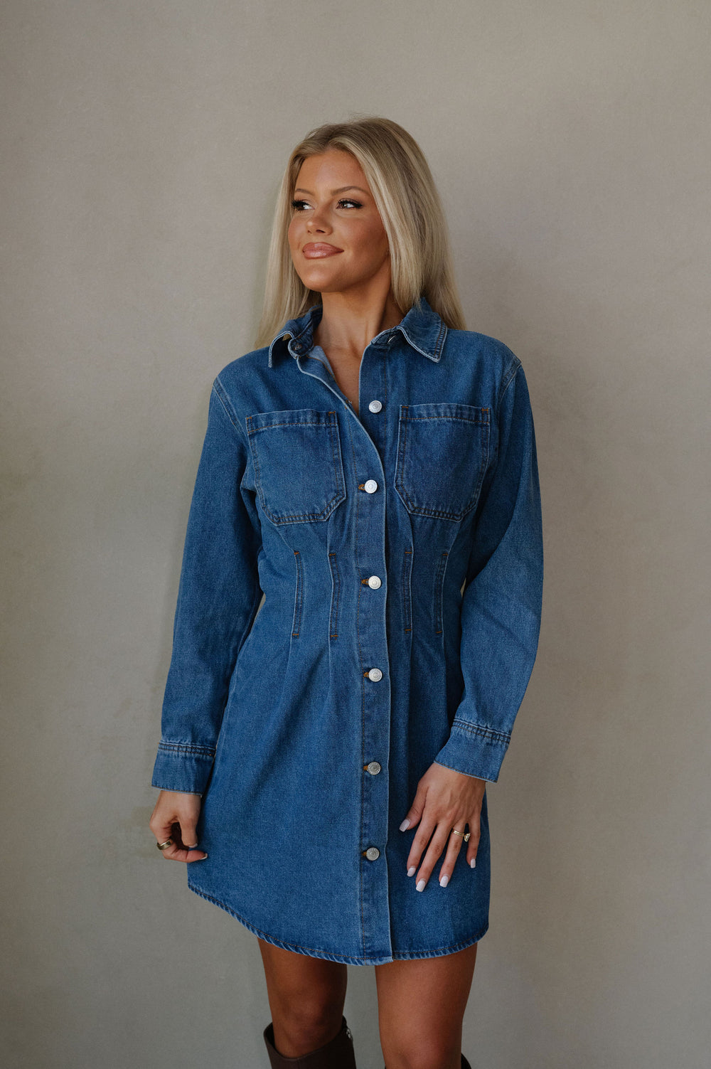 Zae Mini Dress-Denim Blue