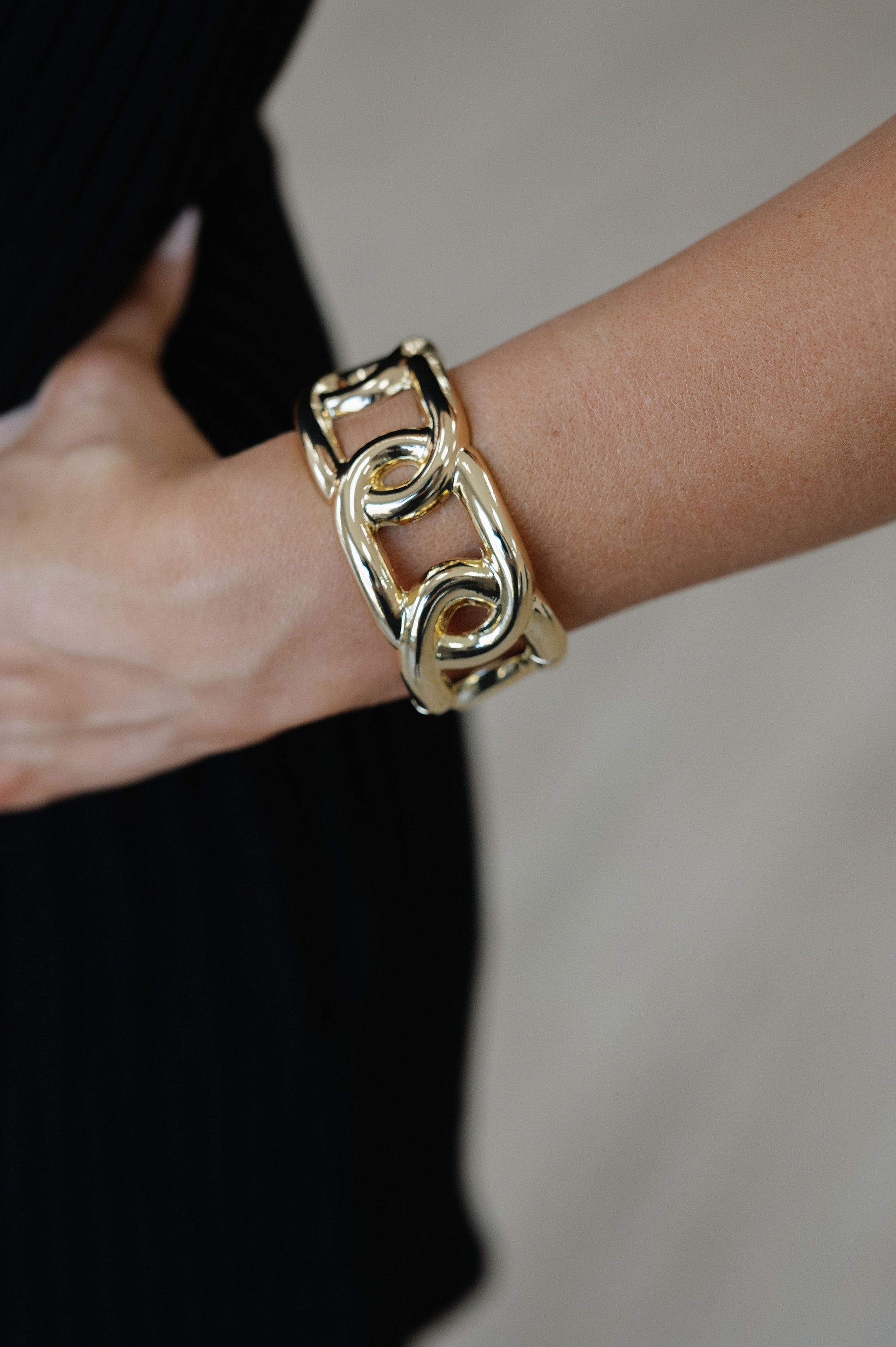Link Hinged Cuff- Gold